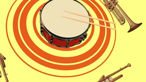 3d animated musical instruments drum and... | Stock Video | Pond5