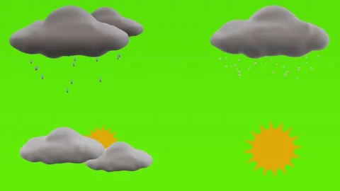 3d animated weather icons green backgrou... | Stock Video | Pond5