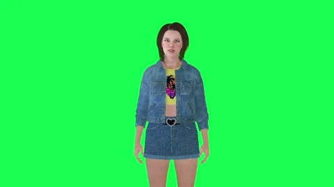 3D animated woman in jeans talking front... | Stock Video | Pond5