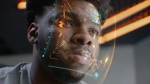 3D animation of AI facial recognition of... | Stock Video | Pond5