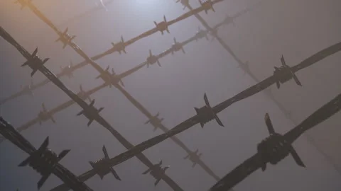 3d Animation of a barbed wire fence | Stock Video | Pond5