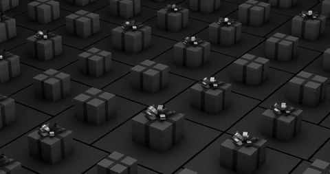 3D animation. Black gift boxes tied with... | Stock Video | Pond5