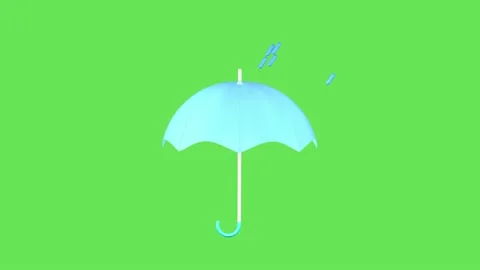 3d animation of blue umbrella and rain i... | Stock Video | Pond5