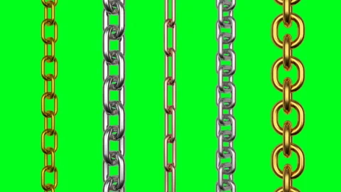 3D animation of chains rotating on a gre... | Stock Video | Pond5