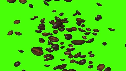 3D animation of coffee beans group on gr... | Stock Video | Pond5