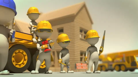 3d animation of construction crew giving... | Stock Video | Pond5