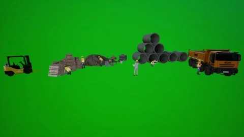 3D animation of construction workers wor... | Stock Video | Pond5