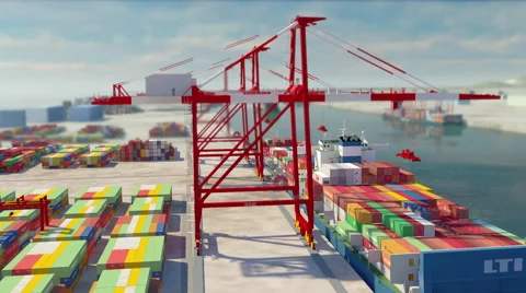 3D. Animation of a container ship in the... | Stock Video | Pond5