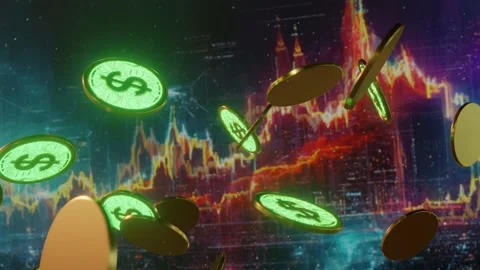A 3D animation of cryptocurrencies on a ... | Stock Video | Pond5