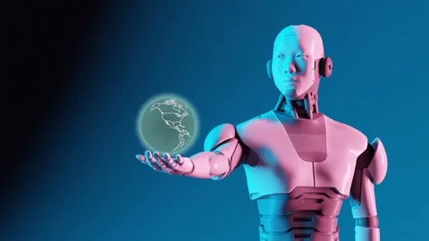 3d animation of cyber humanoid robot hol... | Stock Video | Pond5