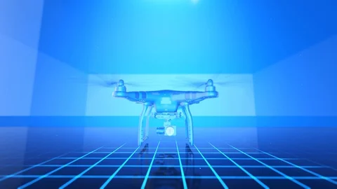 3d animation, Drone With Grid Background... | Stock Video | Pond5