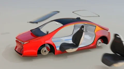 3D animation of electric car body frame ... | Stock Video | Pond5