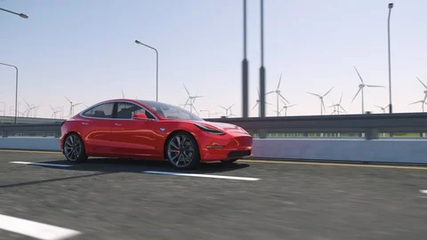 3d animation of an electric car driving ... | Stock Video | Pond5