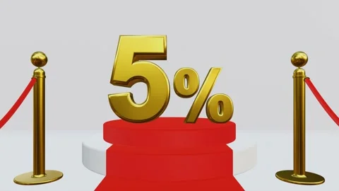 3D animation of five percent off on Red ... | Stock Video | Pond5