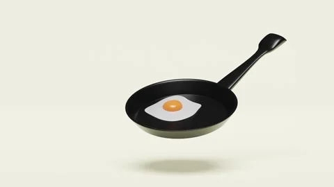 3d animation with fried eggs on frying p... | Stock Video | Pond5