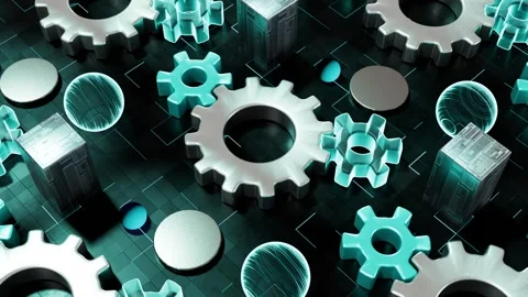 3D animation of gear mechanism rotating ... | Stock Video | Pond5