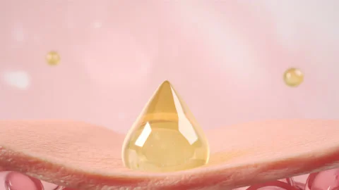 3D animation gold vitamin collagen drop ... | Stock Video | Pond5