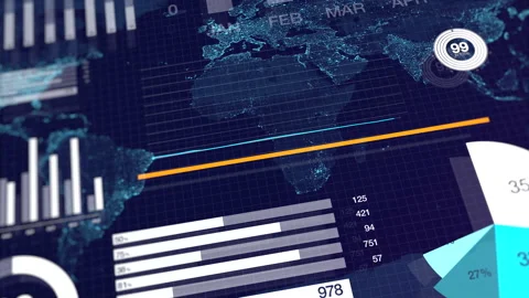 3D animation of graphs and charts over g... | Stock Video | Pond5