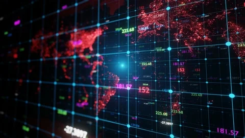 3D animation of graphs and counters on t... | Stock Video | Pond5