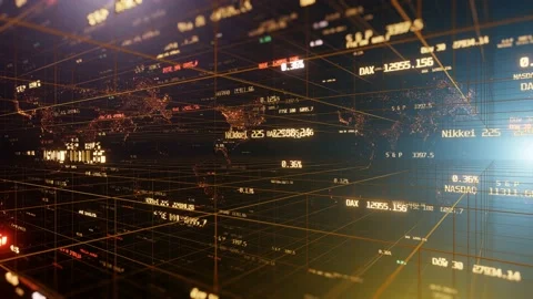 3D animation of graphs and counters on t... | Stock Video | Pond5