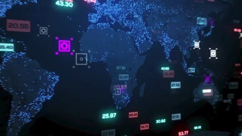 3D animation of graphs and counters on t... | Stock Video | Pond5