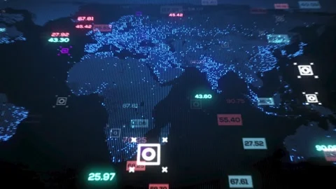 3D animation of graphs and counters on t... | Stock Video | Pond5