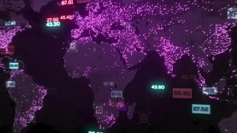 3D animation of graphs and counters on t... | Stock Video | Pond5