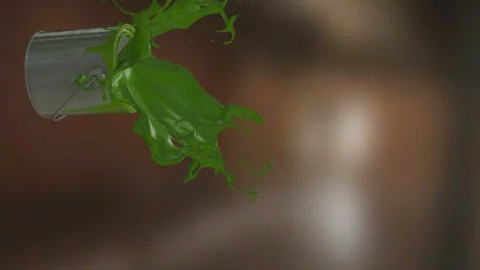 3D animation of green paint pouring out ... | Stock Video | Pond5