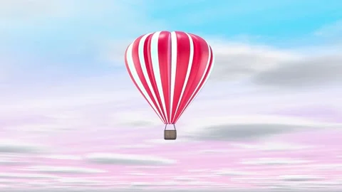 3D animation, a hot air balloon takes of... | Stock Video | Pond5
