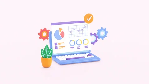 3d animation of laptop and graphics. Dia... | Stock Video | Pond5