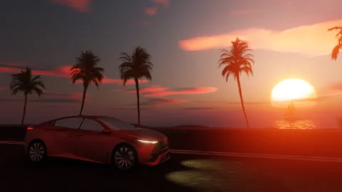 3D animation loop car driving on road ne... | Stock Video | Pond5