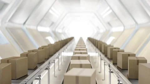 3D animation loop of carton boxes on con... | Stock Video | Pond5