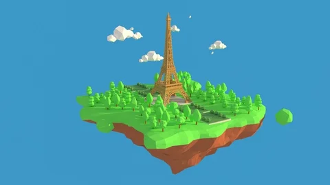3D animation loop of Eiffel tower in Fra... | Stock Video | Pond5