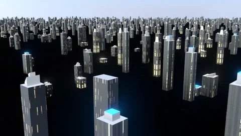 3D animation of low poly skyscrapers at ... | Stock Video | Pond5