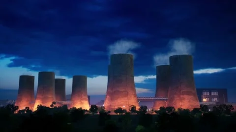 3D animation of a nuclear power plant. A... | Stock Video | Pond5