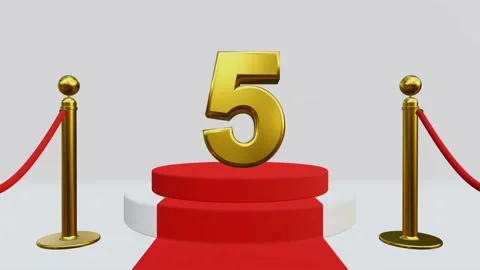3D animation of number five on Red carpe... | Stock Video | Pond5
