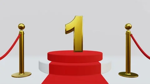 3D animation of number one on Red carpet... | Stock Video | Pond5
