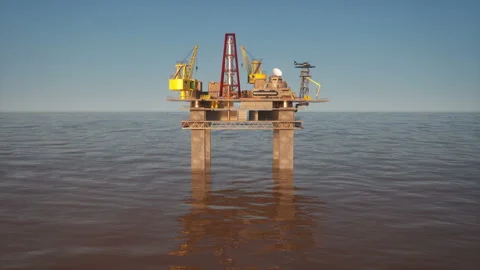 3d Animation of an oil drilling platform | Stock Video | Pond5