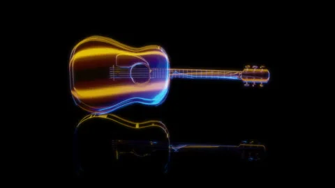3D animation rendering, guitar model on ... | Stock Video | Pond5