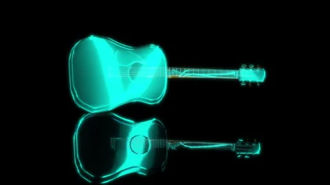 3D animation rendering, guitar model on ... | Stock Video | Pond5