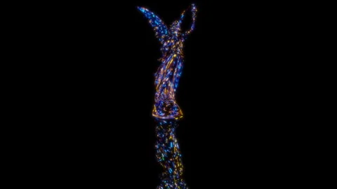 3D animation rendering, statue with wing... | Stock Video | Pond5