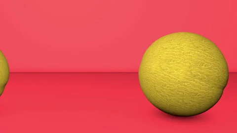 3d animation of rolling melon on red bac... | Stock Video | Pond5