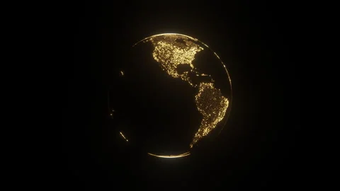 3D animation of rotating golden Earth gl... | Stock Video | Pond5