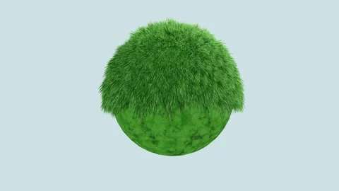 3D animation - rotating green grass ball... | Stock Video | Pond5