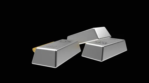 3D animation silver and gold bars. Alpha... | Stock Video | Pond5