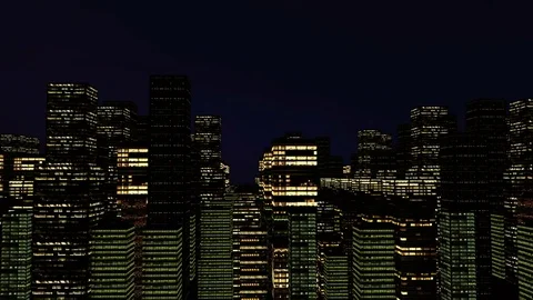 3D Animation of Skyscrapers at Night | Stock Video | Pond5