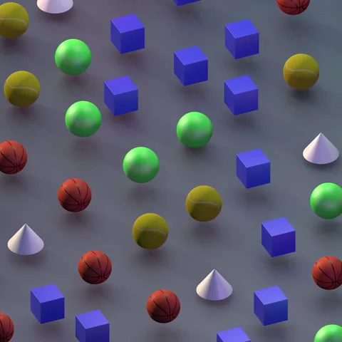 3D animation of sport objects in gray ba... | Stock Video | Pond5