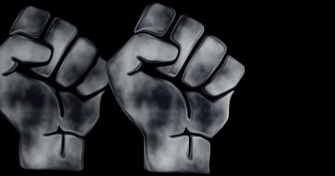 3d animation symbol of grey fist on blac... | Stock Video | Pond5