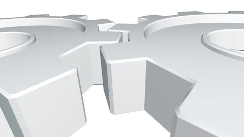 3d animation two gears of white color ro... | Stock Video | Pond5