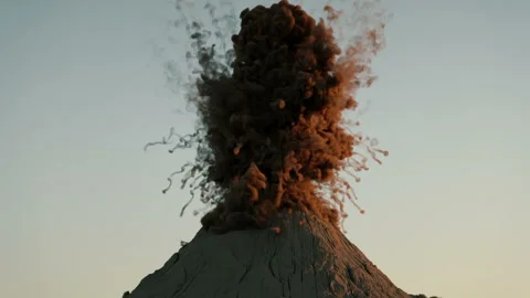 3d animation of a volcanic eruption spew... | Stock Video | Pond5